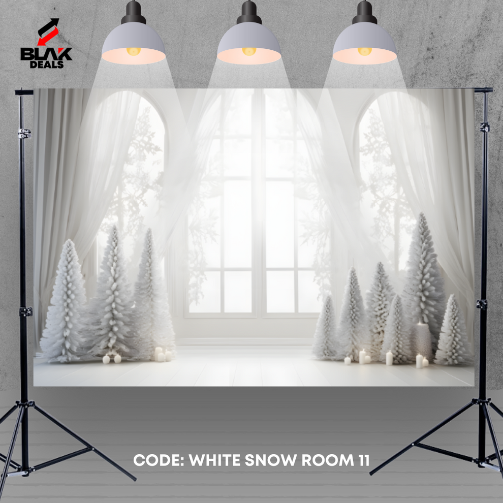 White Snow Room Family Couple Christmas Photography Backdrop Photoshoo ...