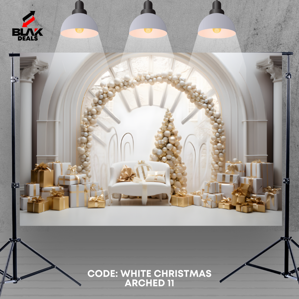 White Christmas Arc Elegant Family Couple Photography Backdrop Photosh ...