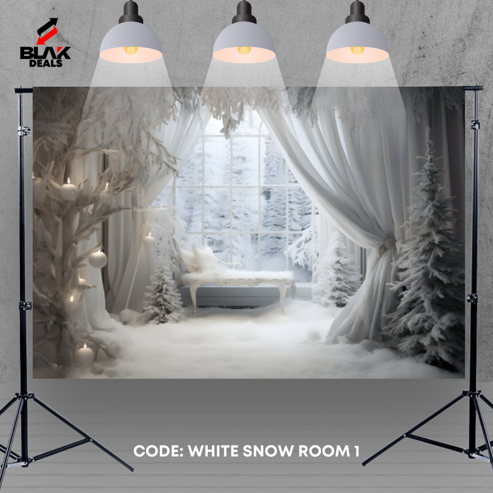 White Snow Room Family Couple Christmas Photography Backdrop Photoshoo ...