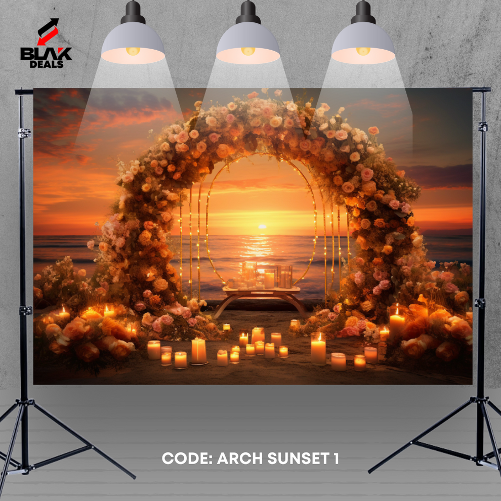 Arch Sunset Floral Arc Family Maternity Photography Backdrop Photoshoo ...