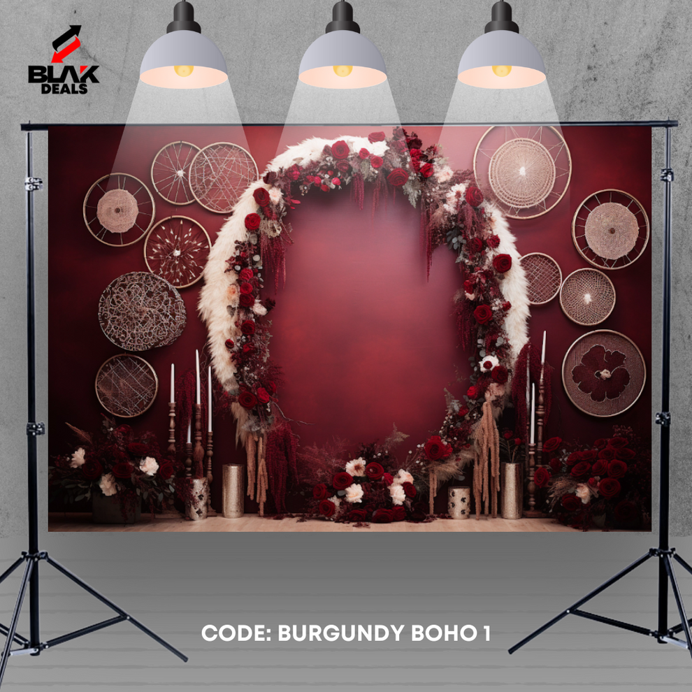Burgundy Boho Maternity Family Couple Photography Backdrop Photoshoot ...
