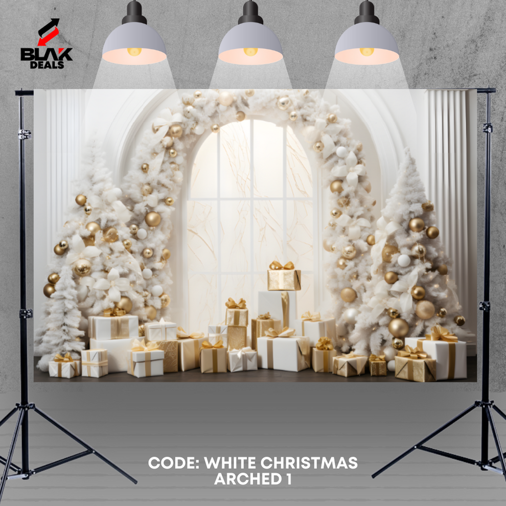 White Christmas Arc Elegant Family Couple Photography Backdrop Photosh ...